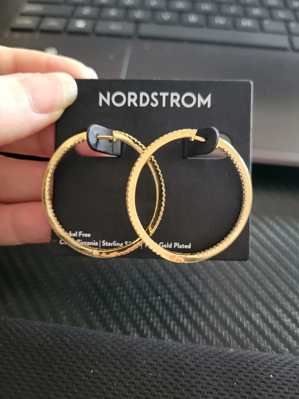 Nordstrom | Jewelry | New Nordstrom Gold Pave Crystal Hoop Earrings ...